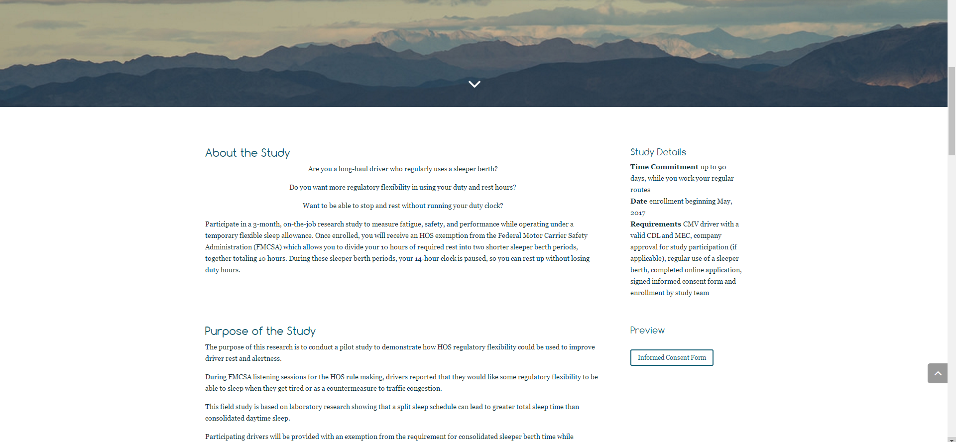 Sleeper Berth Study Signup Page – TANNER CLARK