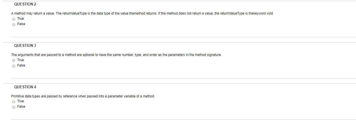 Solved QUESTION 2 A method may return a value. The return | Chegg.com