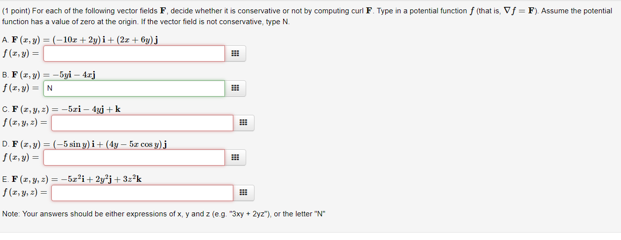 Solved For each of the following vector fields F, decide | Chegg.com