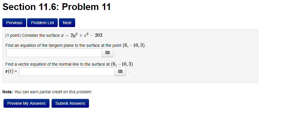 Solved Section 11.6: Problem 11 PreviouS Problem List Next | Chegg.com