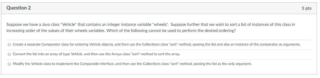 Solved Question 2 5 pts Suppose we have a Java class | Chegg.com Solved Question 2 5 pts Suppose we have a Java class | Chegg.com