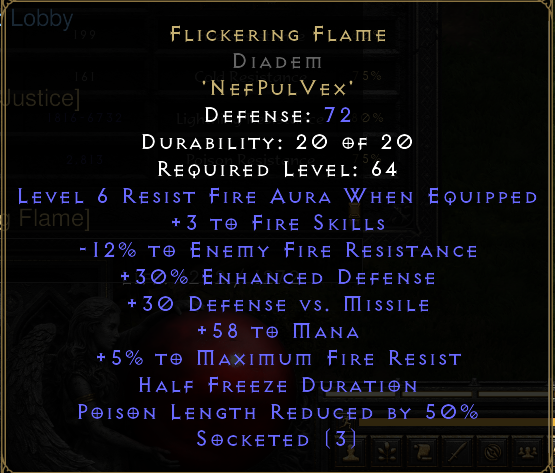 Flickering Flame Diadem - Topic - d2jsp