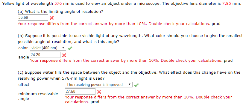 Solved Yellow light of wavelength 576 nm is used to view an | Chegg.com