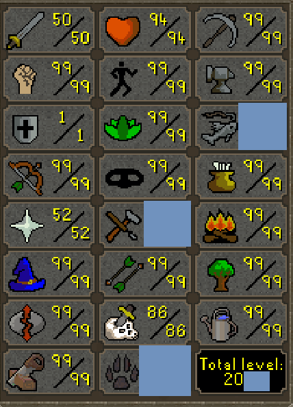 ⛲️ Over 2,000+ total level ⛲️ Maxed Pure ️ Infernal cape & Quiver ️ [86 ...