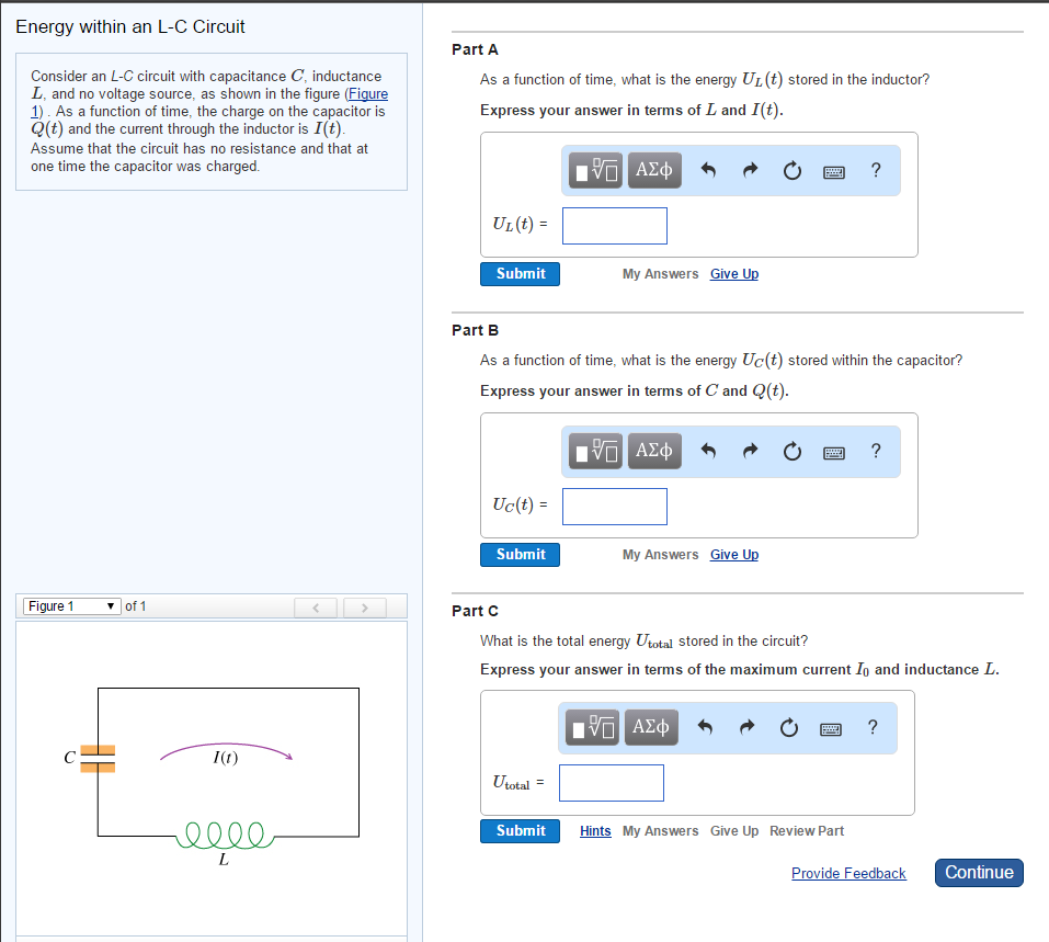 Solved: Consider An L-C Circuit With Capacitance C, Induct... | Chegg.com