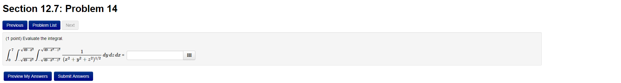 Solved Section 12.7: Problem 14 Previous Problem List Next | Chegg.com