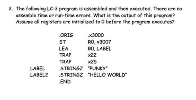 Solved The following LC-3 program is assembled and then | Chegg.com