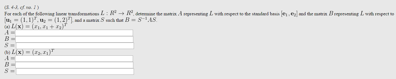 Solved (S. 4-3, cf. no. 1) For each of the following linear | Chegg.com