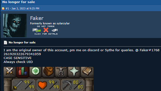 Faker requesting a pardon for lying about being OO of an account | Sell ...