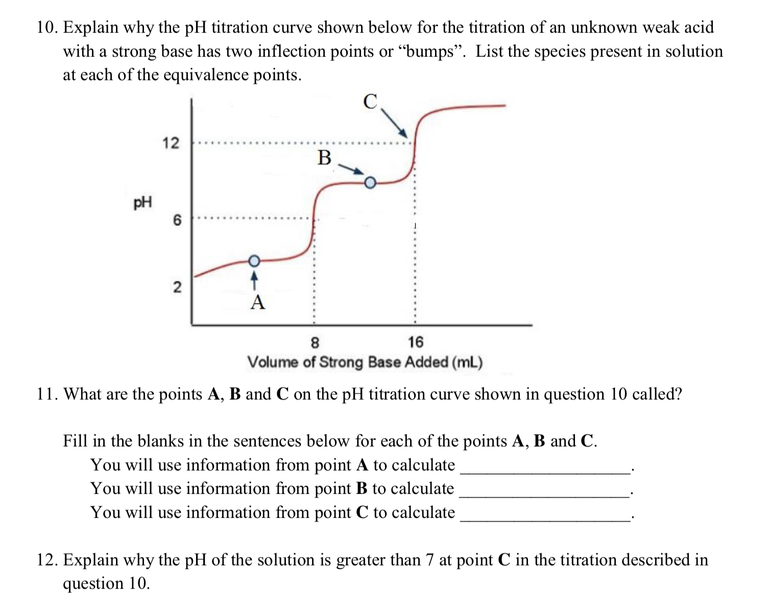 Solved 10 Explain Why The PH Titration Curve Shown Below Chegg