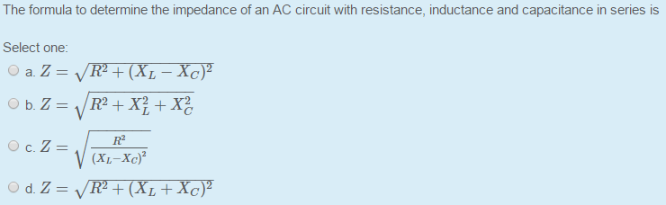 Ac Circuit Formulas