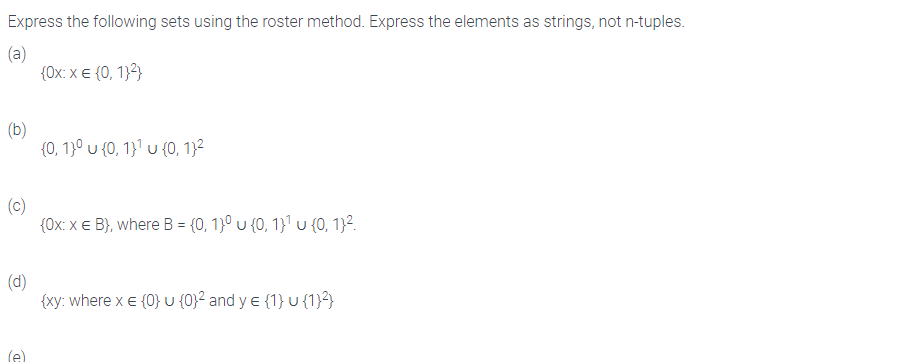 Solved Express the following sets using the roster method. | Chegg.com