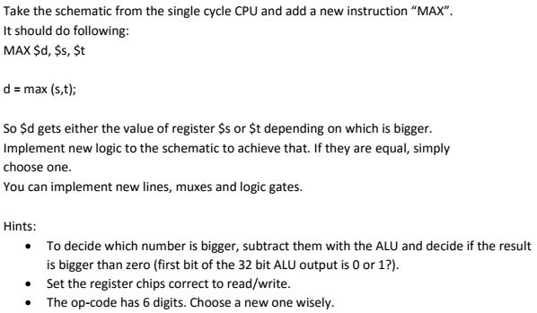 Solved Take the schematic from the single cycle CPU and add | Chegg.com
