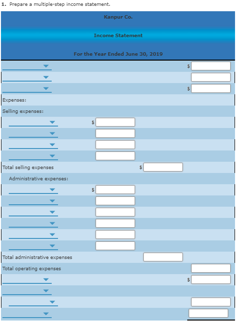 Solved Multiple-Step Income Statement and Report Form of | Chegg.com