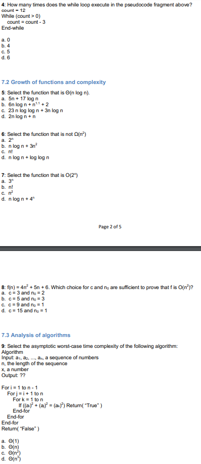 Solved 4 How Many Times Does The While Loop Execute In The