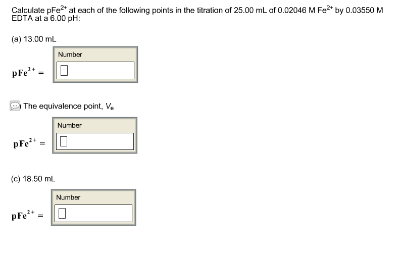 Calculate pFe^2+ at each of the following points in | Chegg.com