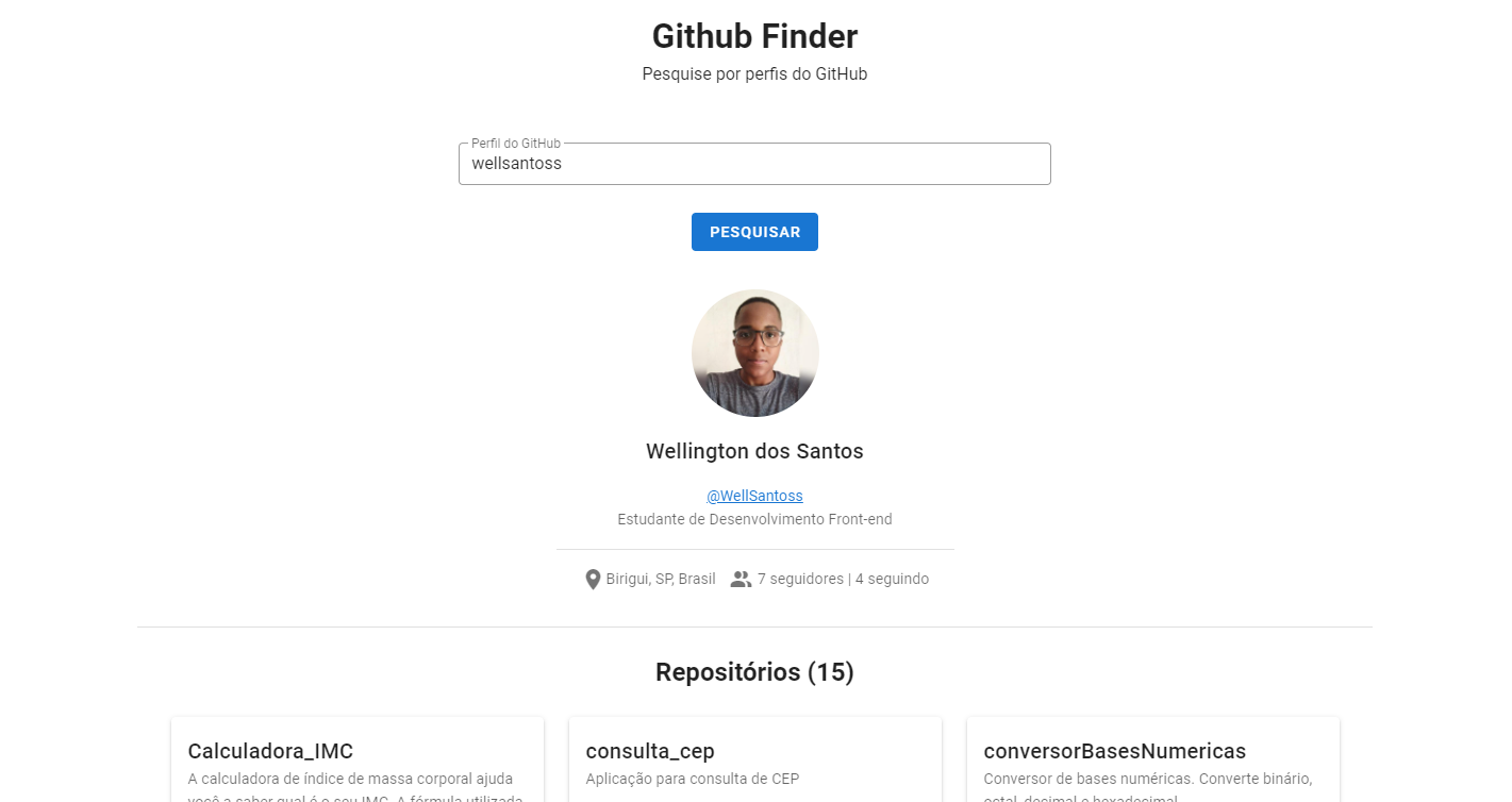 GitHub - WellSantoss/vue-github-finder: Localizador de perfis Github ...