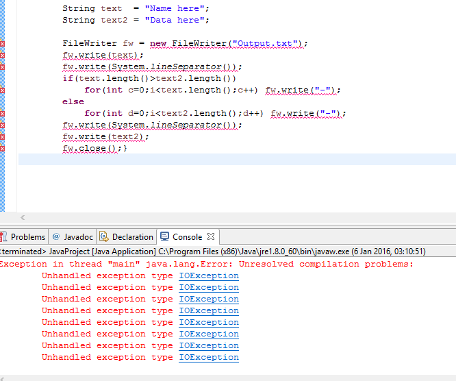 Java Adding Printlines And Text To Filewriter Writerwrite Stack Overflow