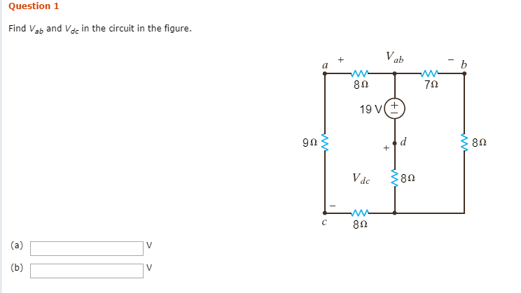 Solved Find V_ab and V_dc in the circuit in the figure. (a) | Chegg.com