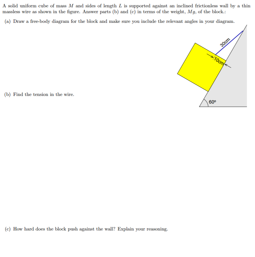 Solved A solid uniform cube of mass M and sides of length L | Chegg.com