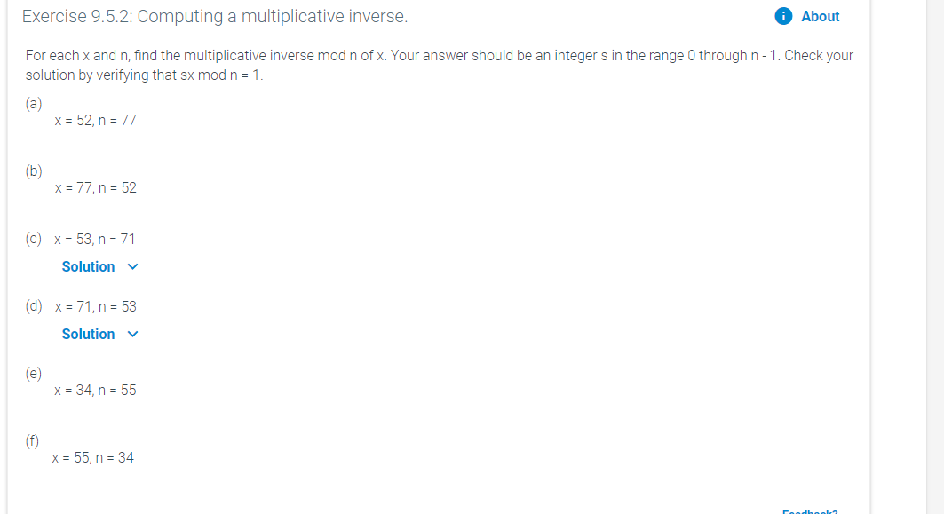 Solved Exercise 9.5.2: Computing a multiplicative inverse. | Chegg.com