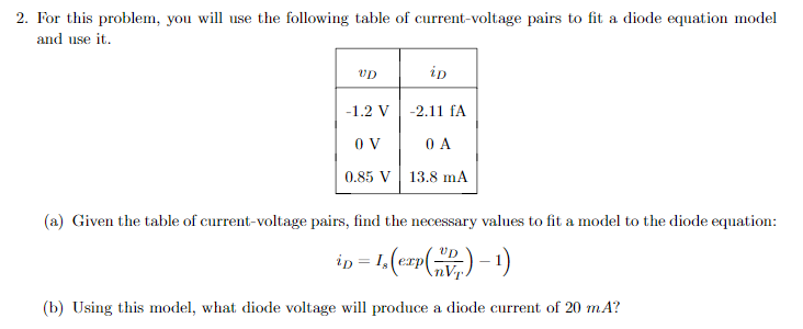 Solved 2. For this problem, you will use the following table | Chegg.com