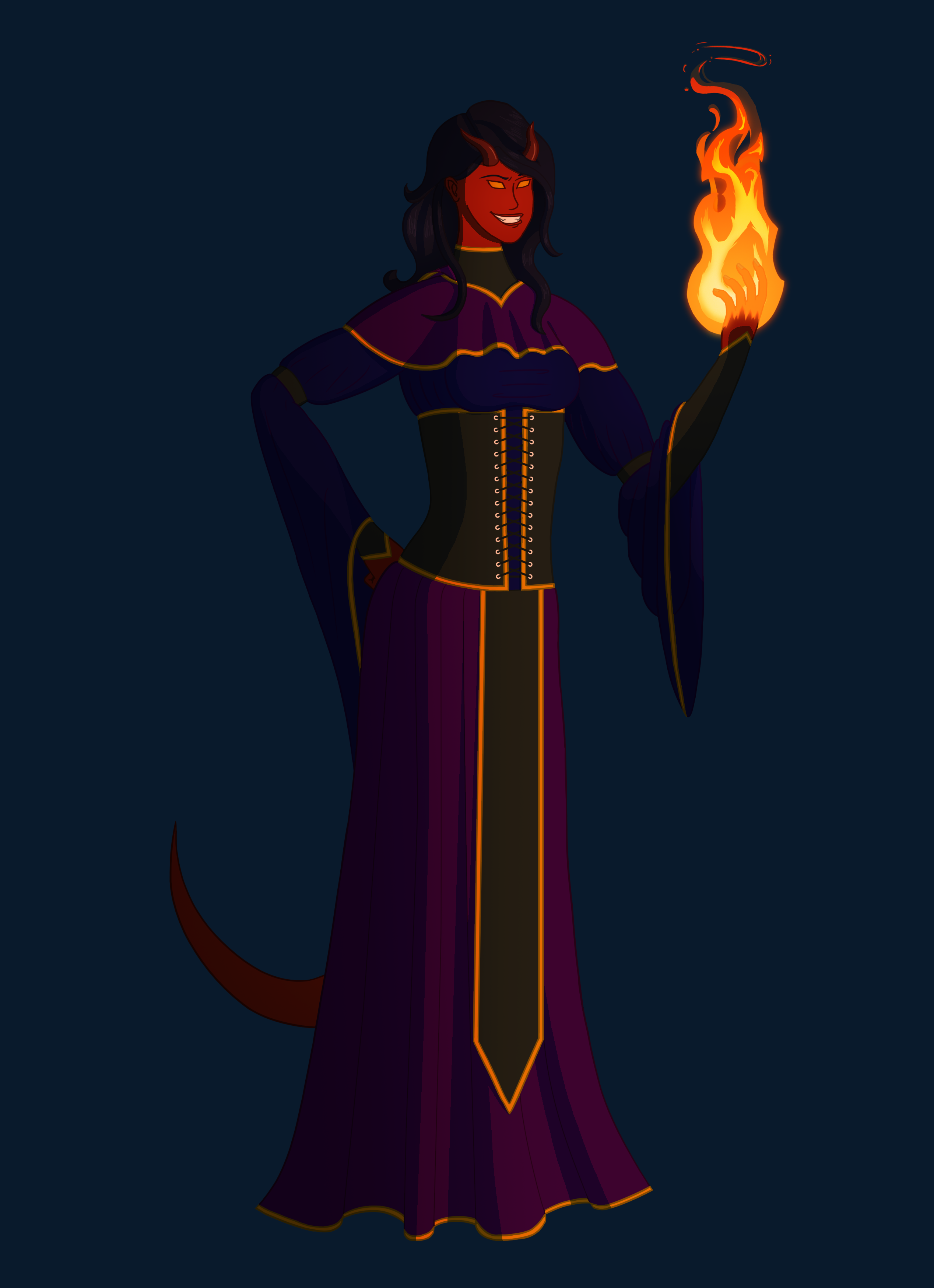 [ART][OC] Zefirith, my Tiefling fire mage : r/DnD