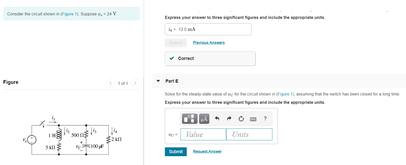 Solved Consider the circuit shown in (Figure 1). Suppose vs | Chegg.com