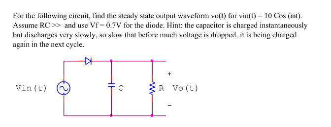 Solved For the following circuit, find the steady state | Chegg.com