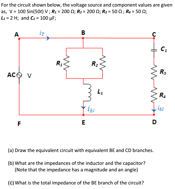 Solved For the circuit shown below, the voltage source and | Chegg.com