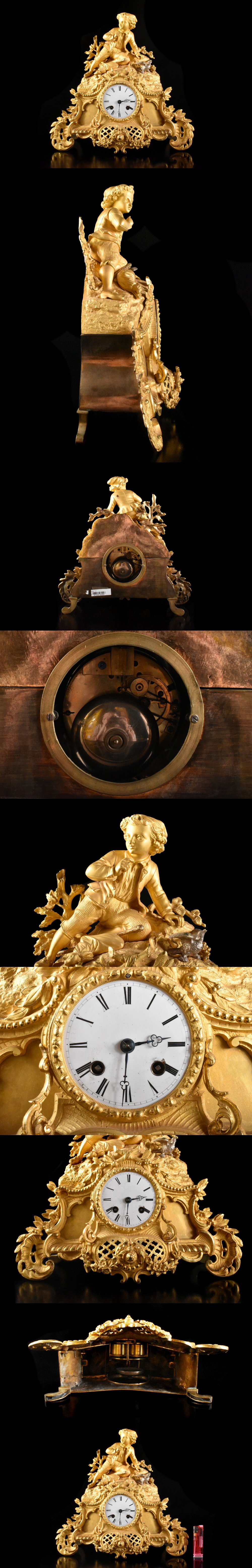 代購代標第一品牌－樂淘letao－【雲】西洋アンティーク 鳥男の子彫刻ゼンマイ式置時計 高さ33cm 古美術品(旧家蔵出)A8189 ATkkkrl5