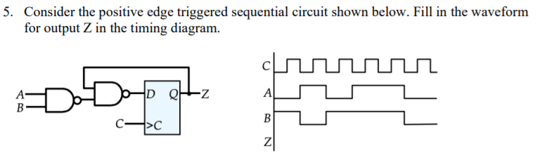 Solved 5. Consider the positive edge triggered sequential | Chegg.com