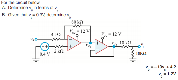 Solved For the circuit below, A. Determine v 0 in terms of | Chegg.com