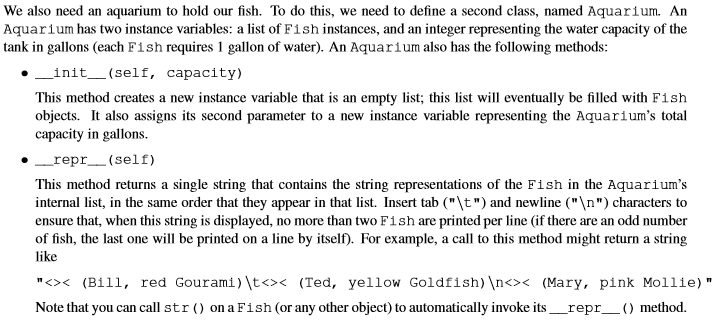 Solved We also need an aquarium to hold our fish. To do | Chegg.com