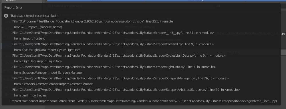 Issue when installing · Issue #164 · eliemichel/LilySurfaceScraper · GitHub