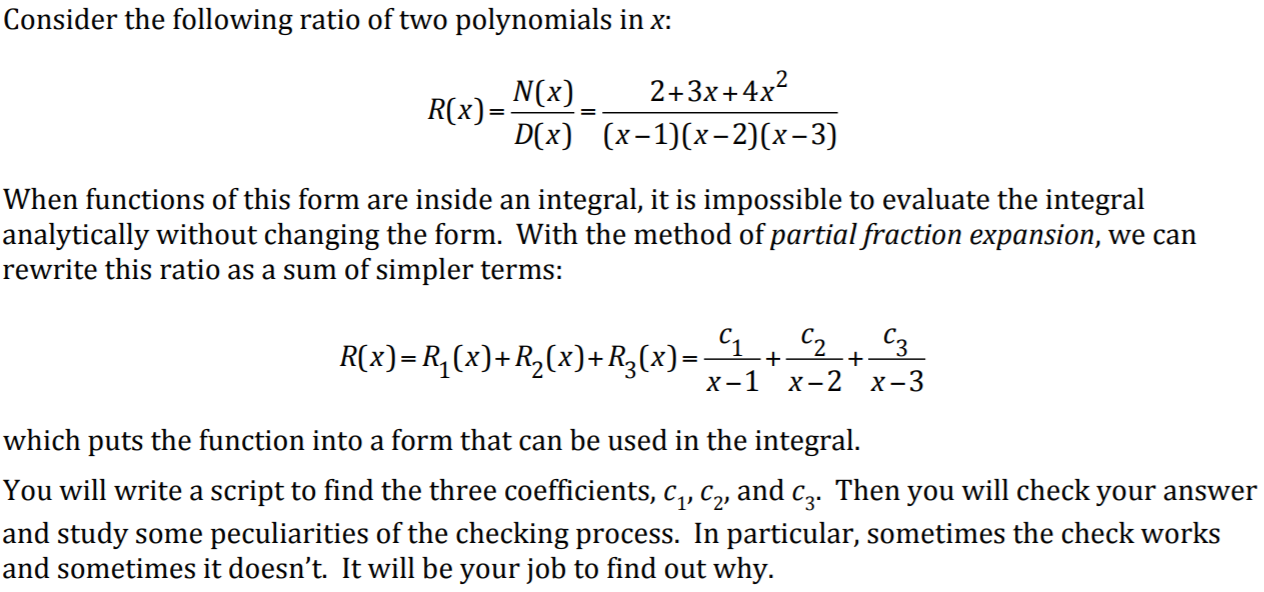 Consider the following ratio of two polynomials in x: | Chegg.com