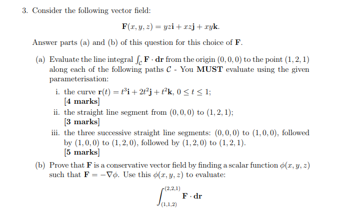 Solved 3. Consider the following vector field Answer parts | Chegg.com