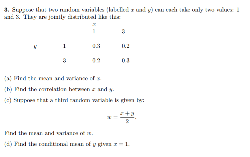 Solved 3 Suppose That Two Random Variables Labelled R And 