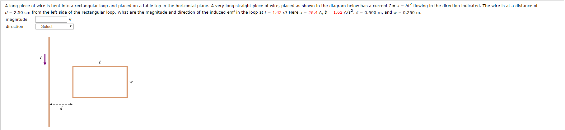 Solved A long piece of wire is bent into a rectangular loop | Chegg.com