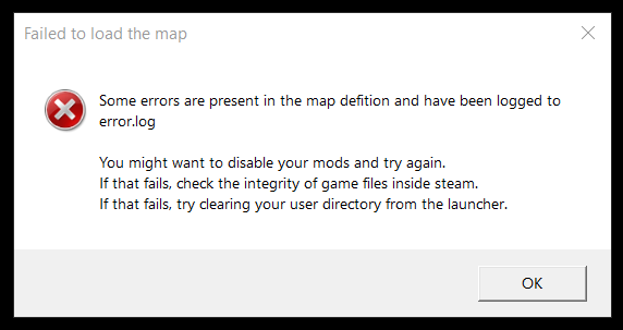 Keep Getting The Same Failed To Load The Map Error Rhoi4 