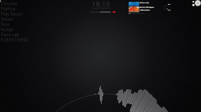 Black background with colorful app launcher : r/Rainmeter