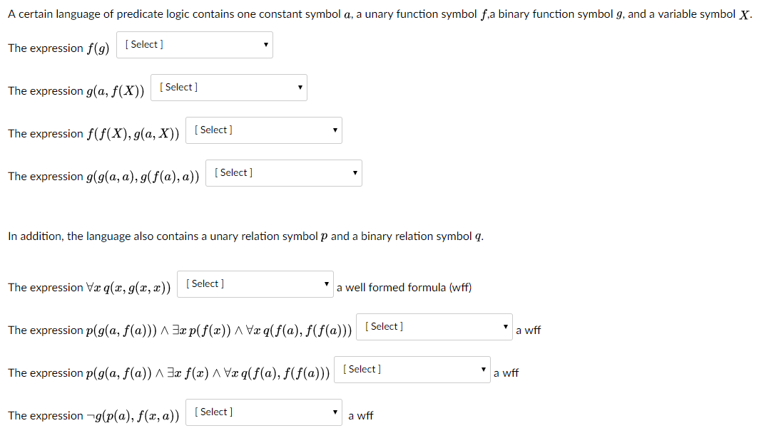 Solved A certain language of predicate logic contains one | Chegg.com