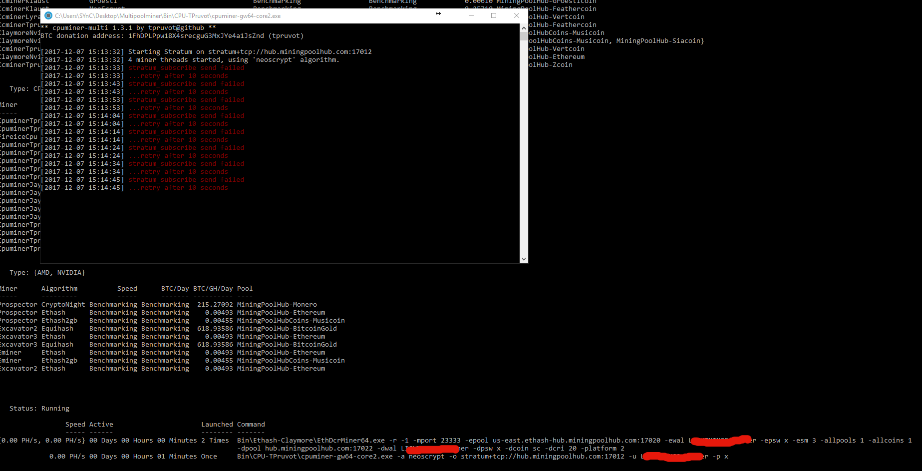 Cpu-TPruvot stratum_subscribe send failed error · Issue #567 · MultiPoolMiner/MultiPoolMiner ...