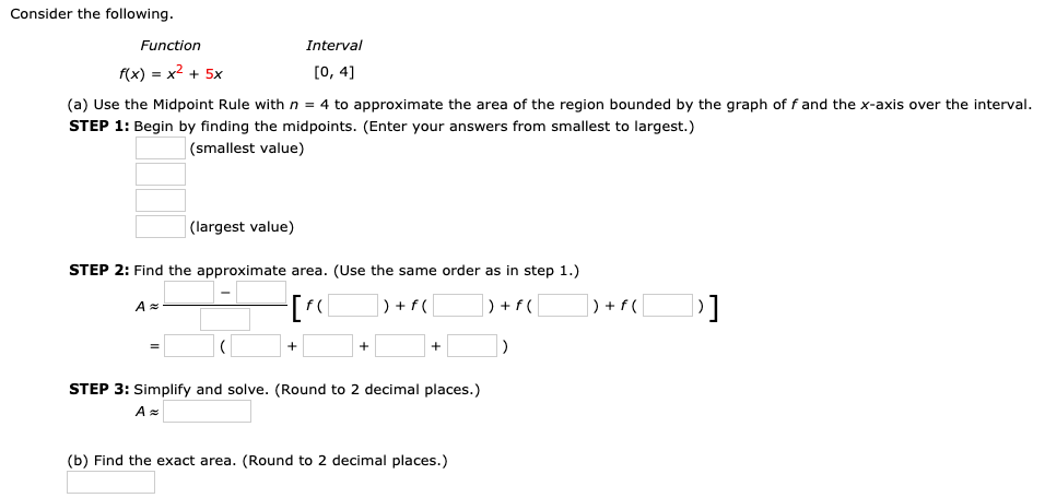 Solved Consider the following. Function f(x) = x2 + 5x | Chegg.com