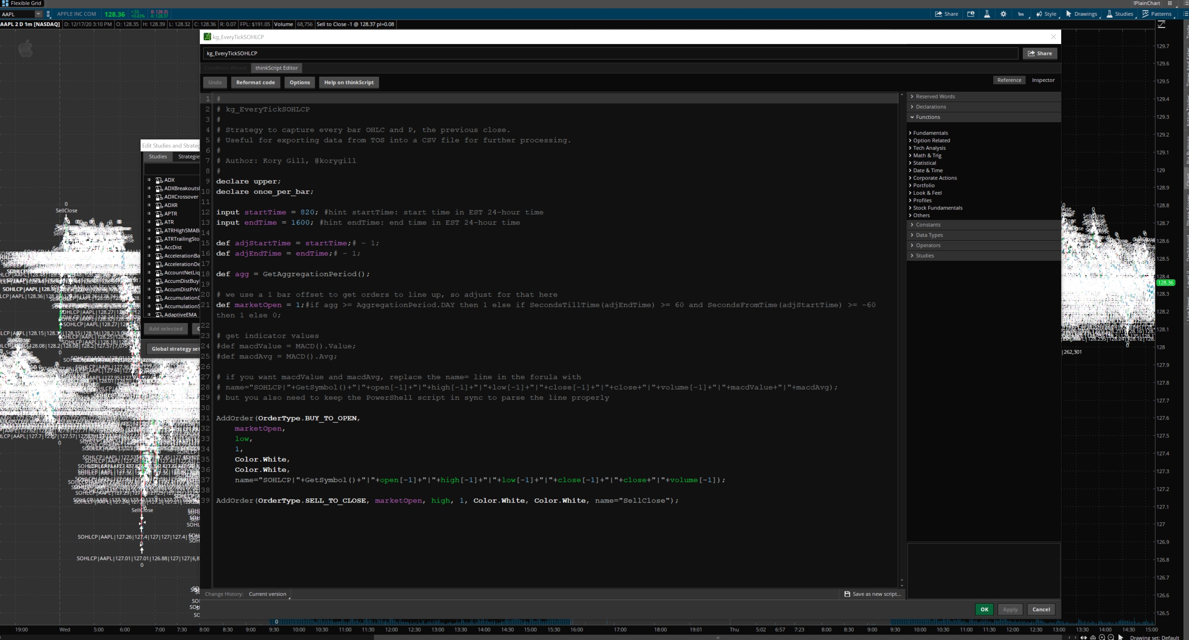 Exporting historical data from ThinkorSwim for external analysis - useThinkScript