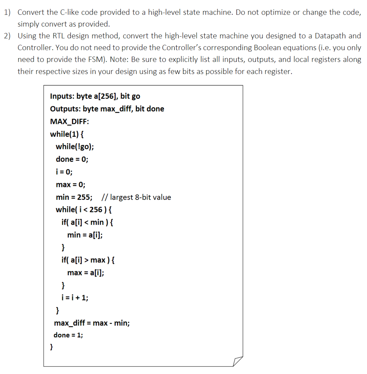 Convert the C-like code provided to a high-level | Chegg.com