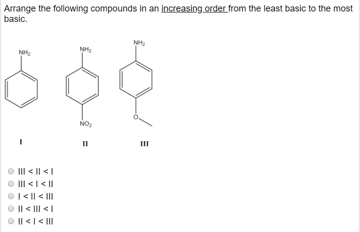 Solved Arrange the following compounds in an increasing | Chegg.com