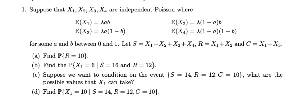 Solved 1. Suppose that X1, X2, X3, X4 are independent | Chegg.com