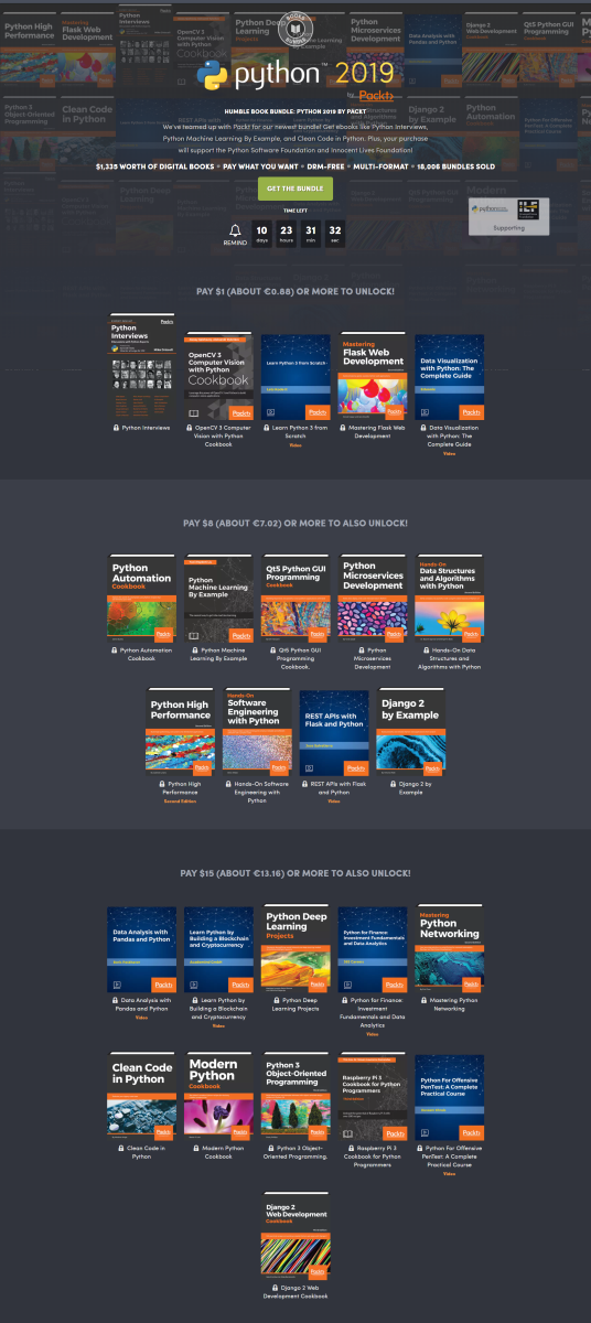 [Conjunta Humble Bundle Books] Python by Packt 2019 Edition - Forocoches