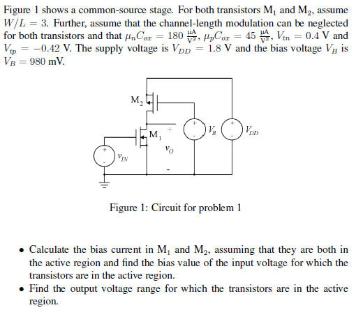 Solved Figure 1 shows a common-source stage. For both | Chegg.com